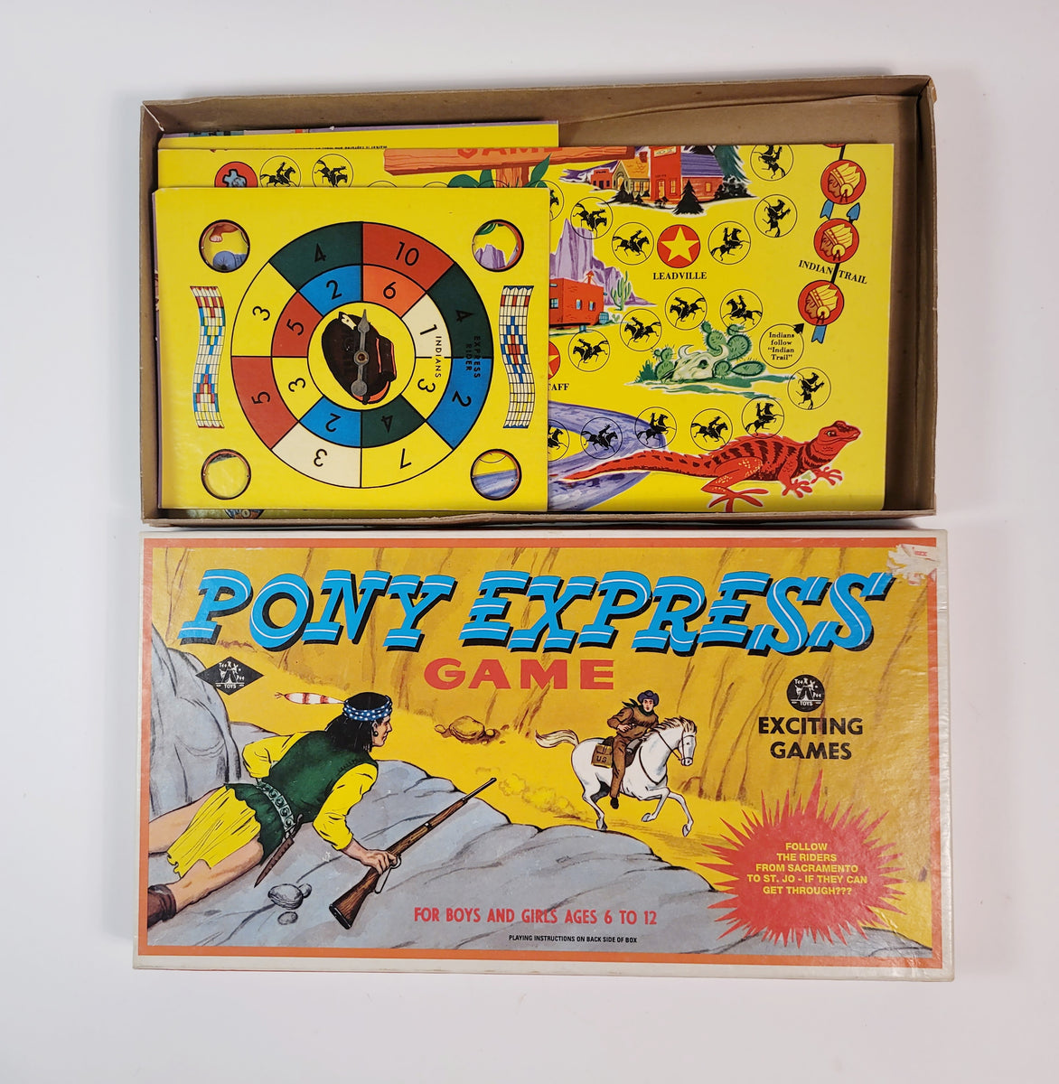 Vintage 1950's PONY EXPRESS BOARD GAME, Cowboys, Indians, Western Toy ...