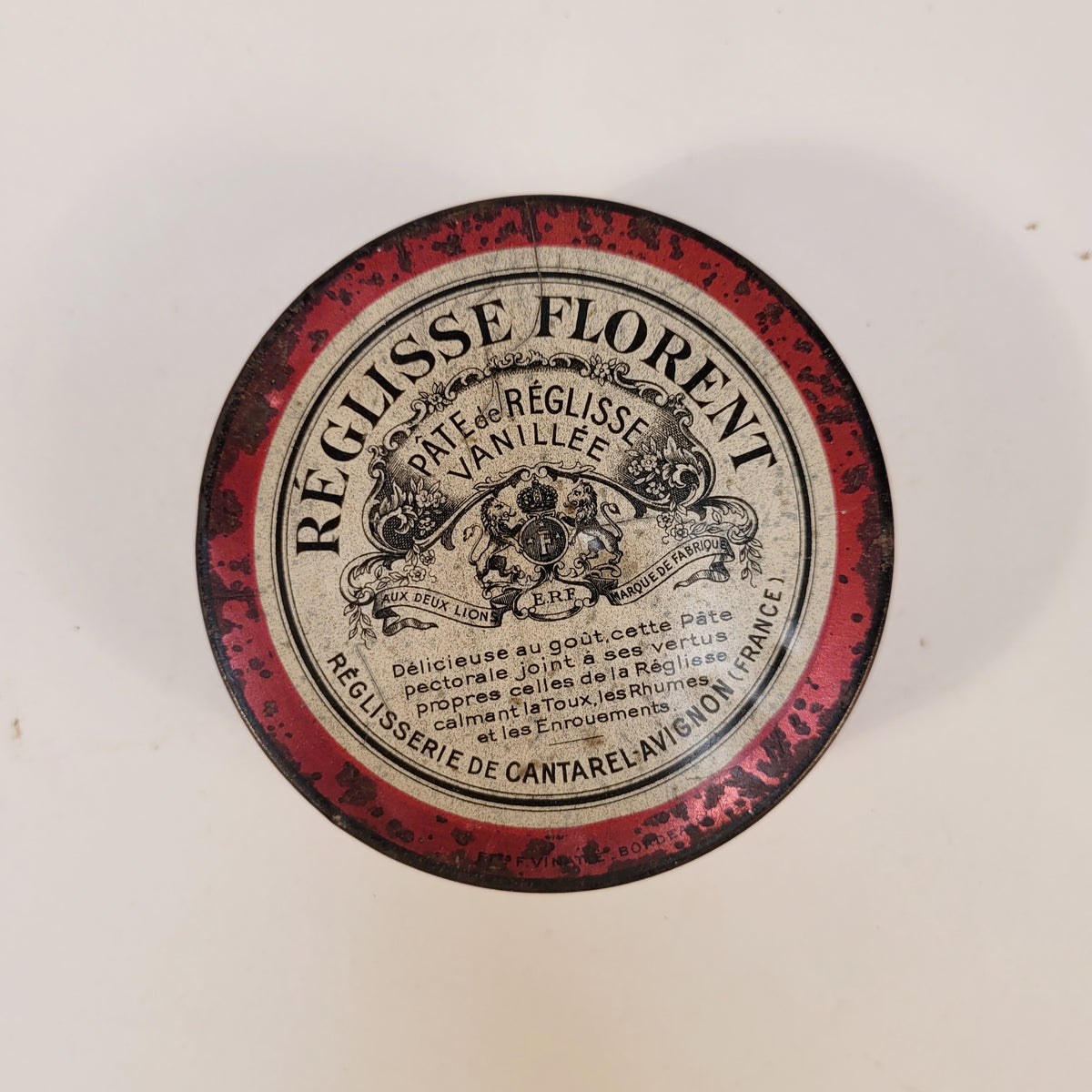 Antique, French REGLISSE FLORENT Vanilla Licorice Medicinal Paste TIN ...