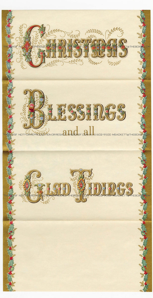 Set of Four Gorgeous Vintage Christmas Cards, Illustrated with Gold In ...