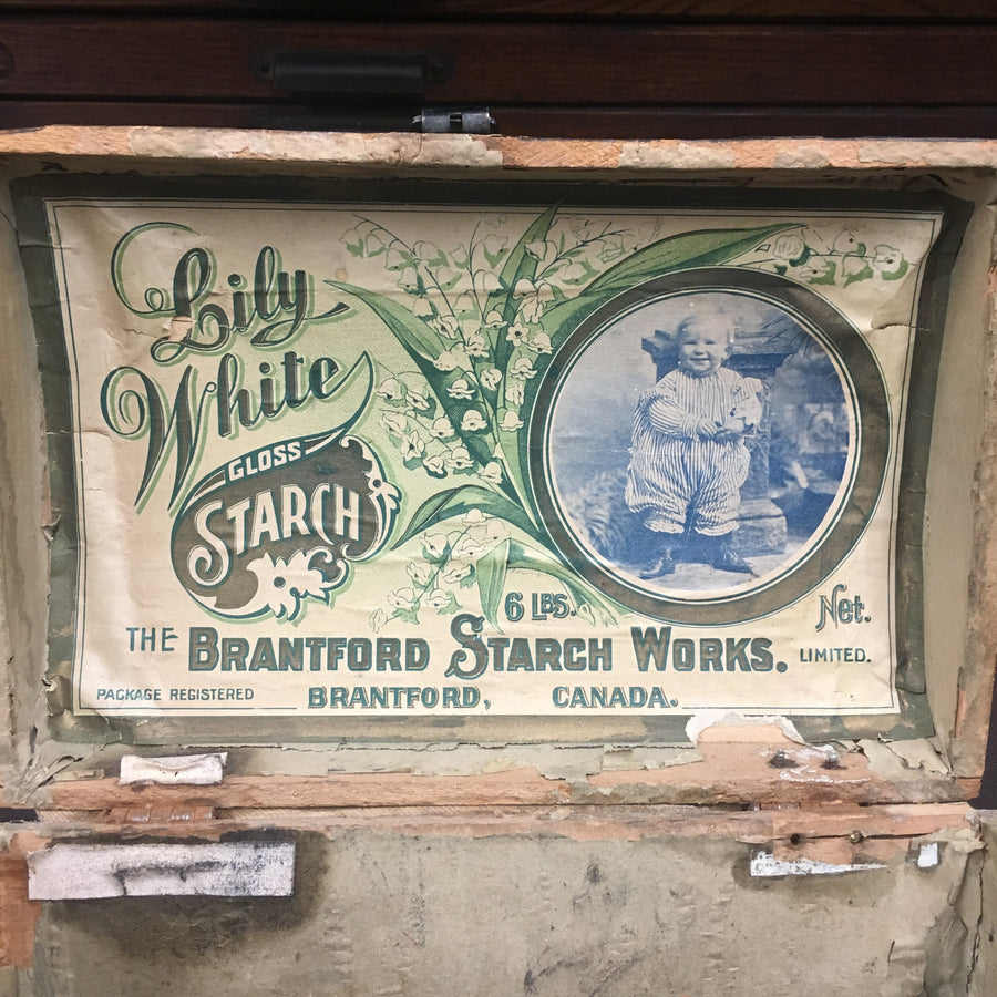 Antique Lily White Starch Box, Trunk Shaped, Brantford Starch Works ...