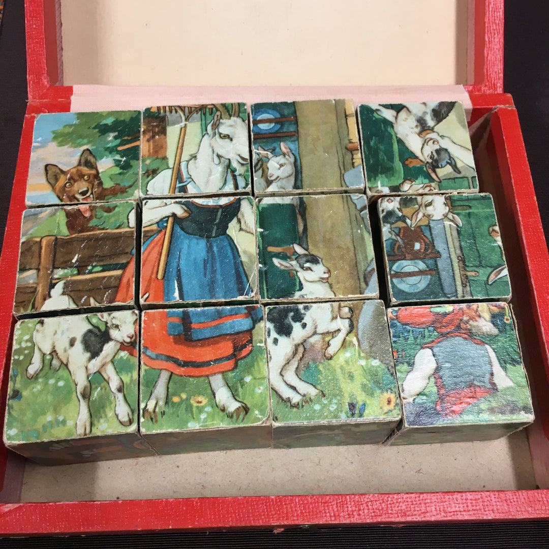 Antique Multi-Sided Block Puzzle Box Set, Four Illustrations – TheBoxSF