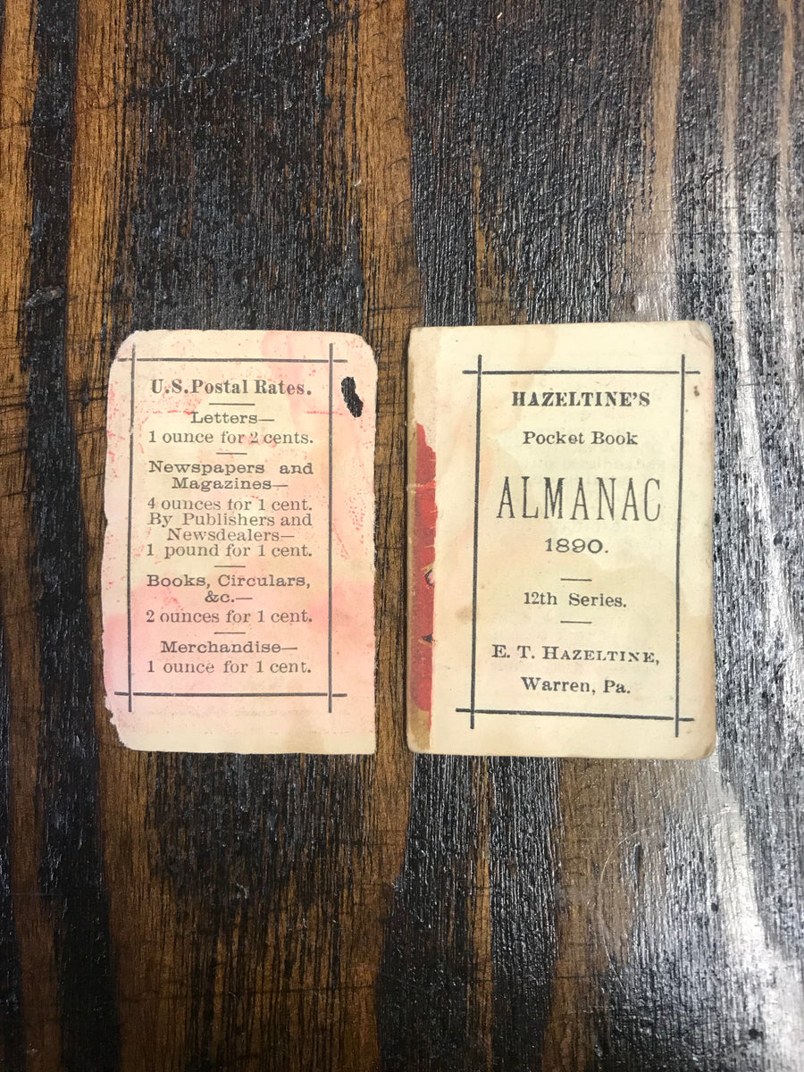 1890 Hazeltine’s Miniature Pocket Almanac for 1890 by G.W. Ammon & Co ...