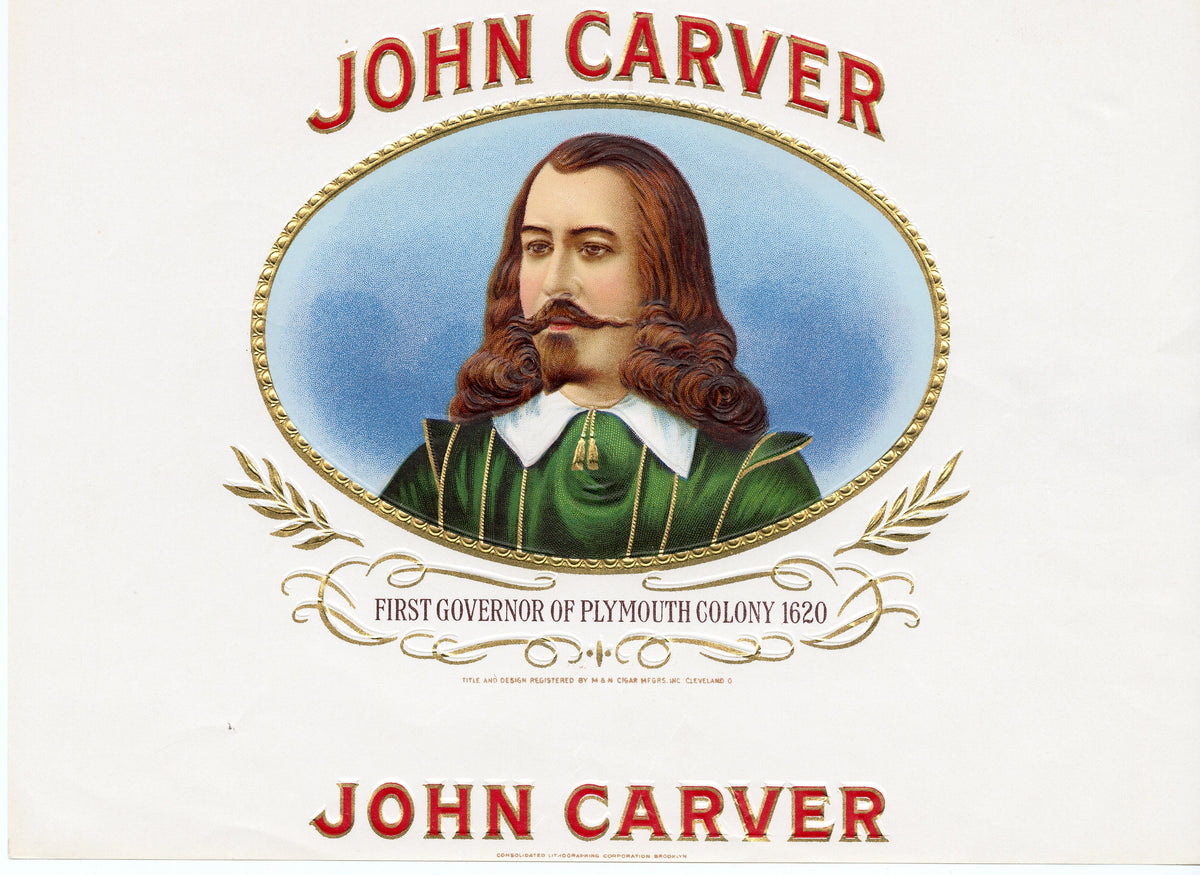 Antique Unused JOHN CARVER Cigar, Tobacco Label || Gold, Embossed, Ply ...