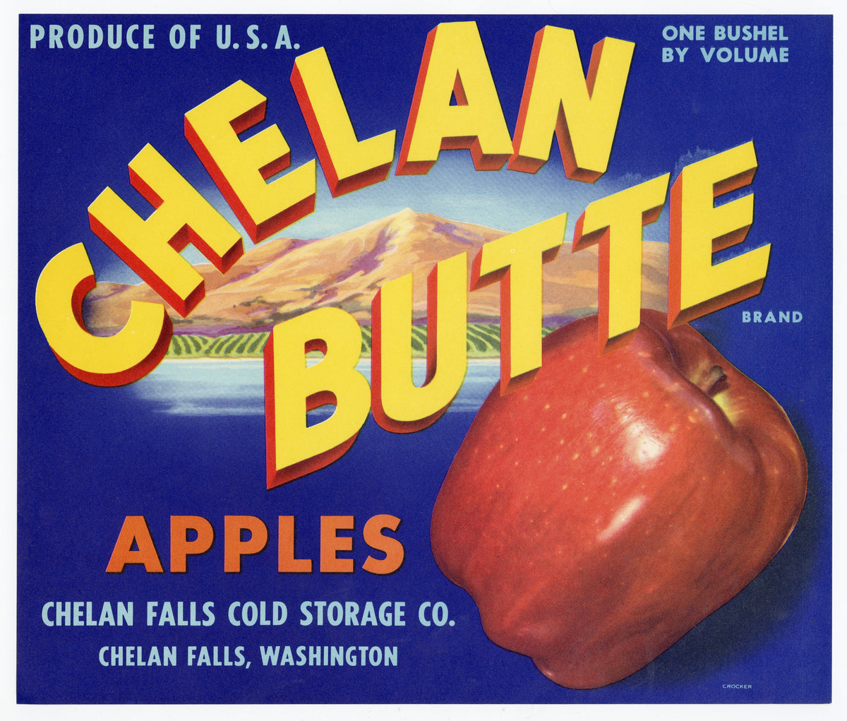 Vintage, Unused CHELAN BUTTE Brand Apple Fruit Crate Label || Chelan F ...