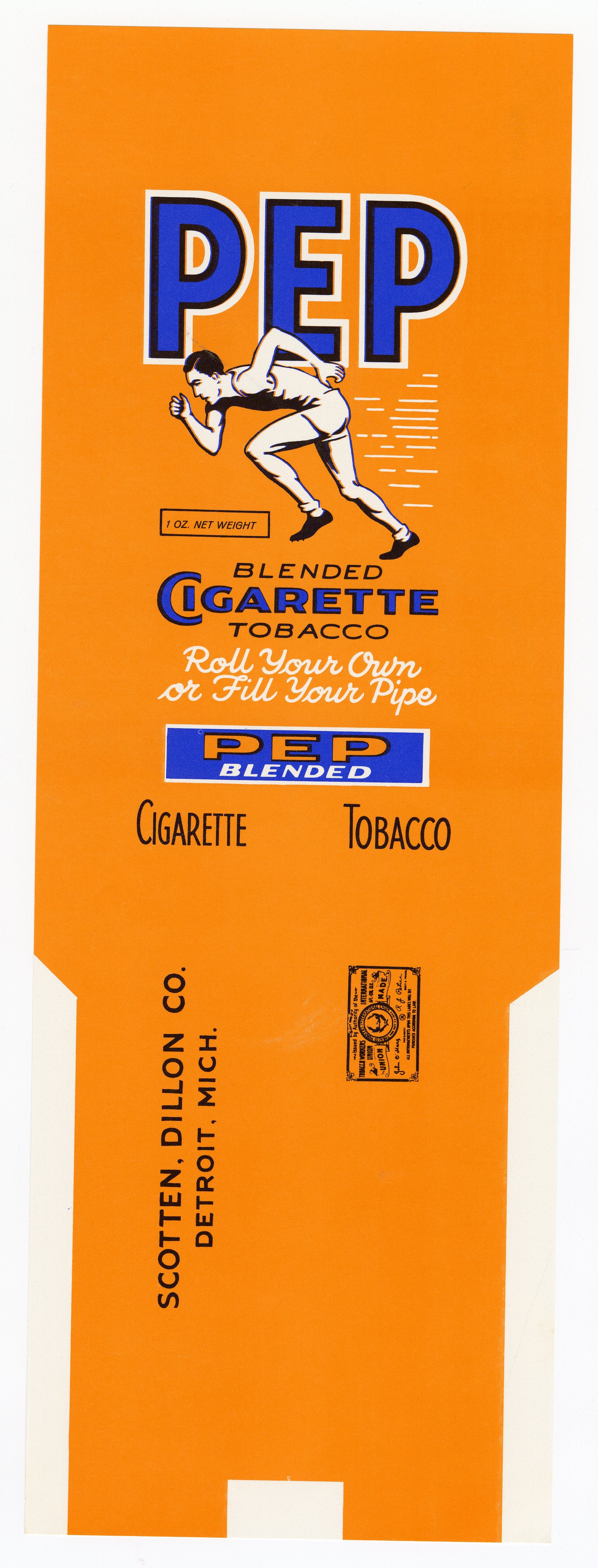 Vintage, Unused PEP Brand Cigarette Tobacco Label, Athlete, Runner ...