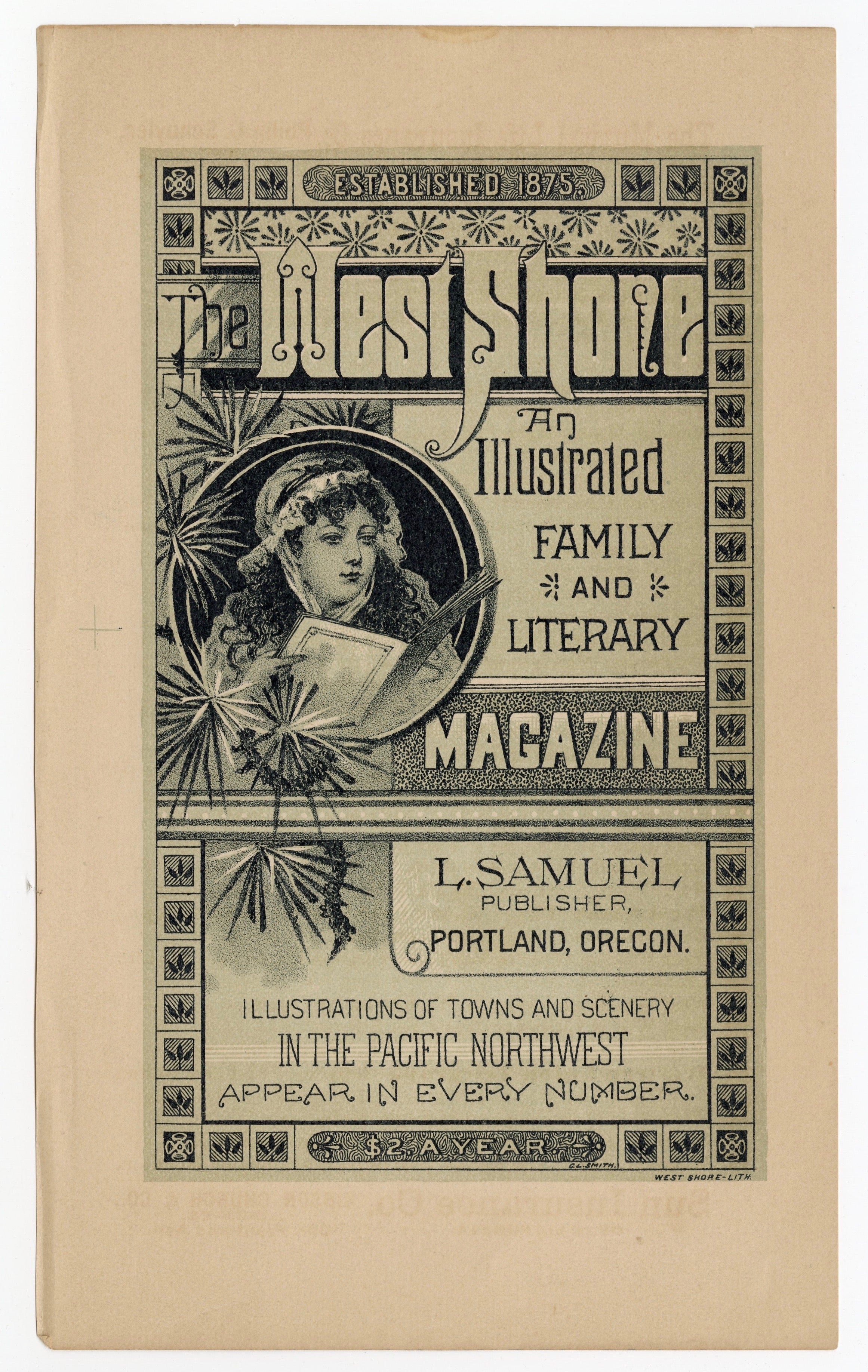 Antique Victorian WEST SHORE LITERARY MAGAZINE Double-Sided Advertisem ...