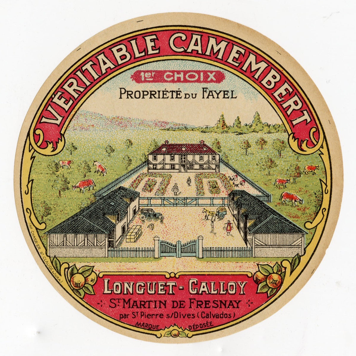 Antique, Unused, French Veritable Camembert Cheese Label, Propriete du ...